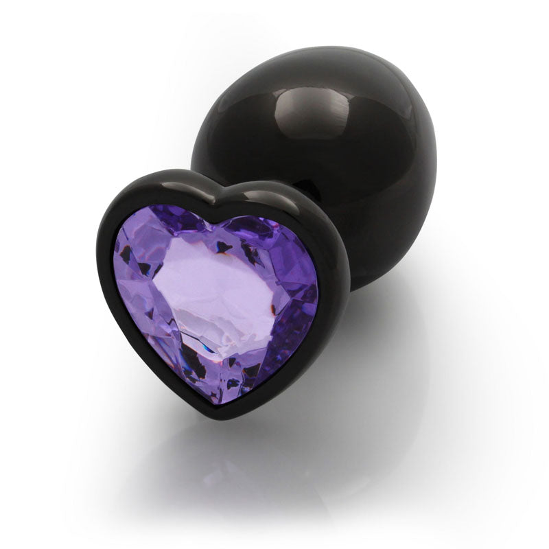 OUCH! Heart Gem Gunmetal Butt Plug - Large, Shots Toys